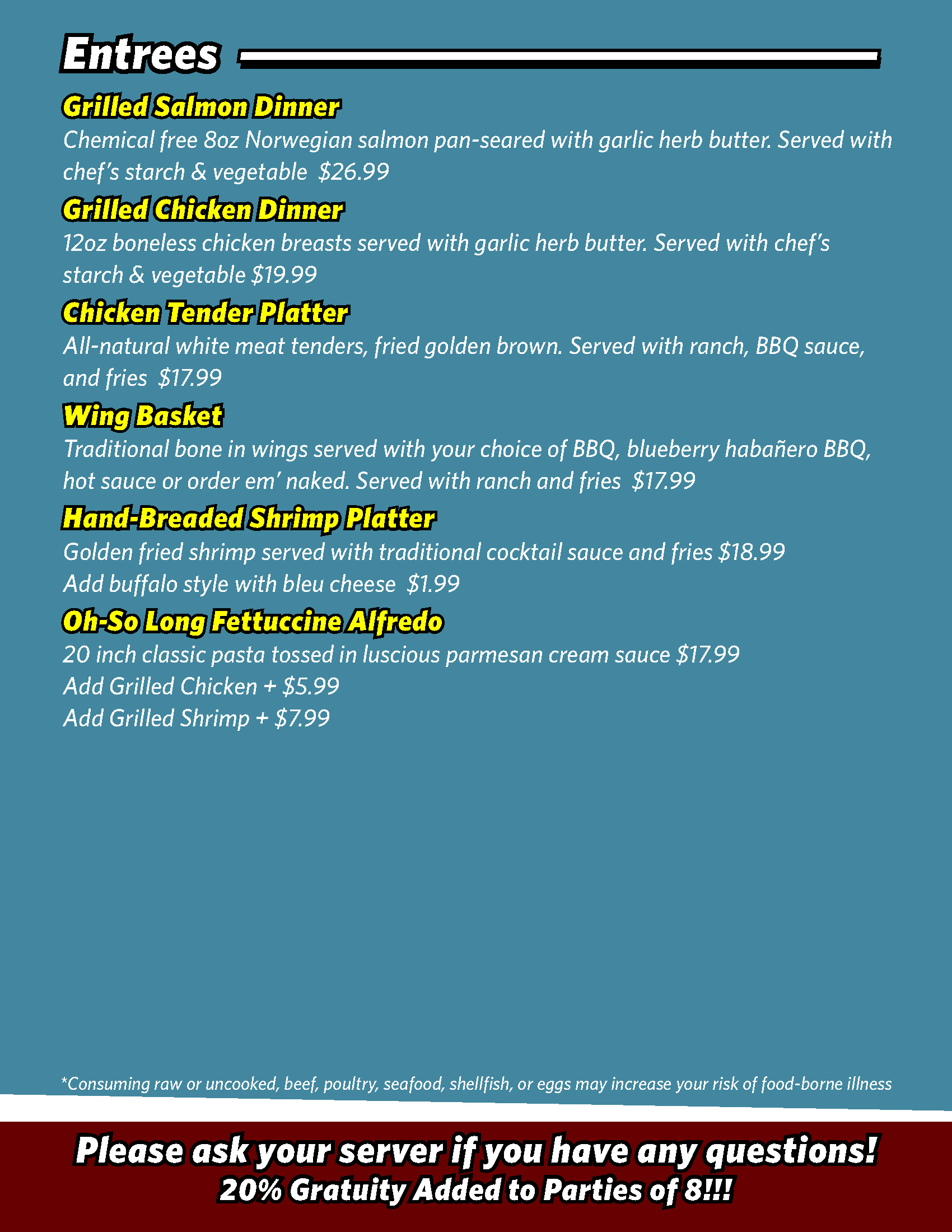 Food & Drink Menu - Columbus Funny Bone Comedy Club & Restaurant